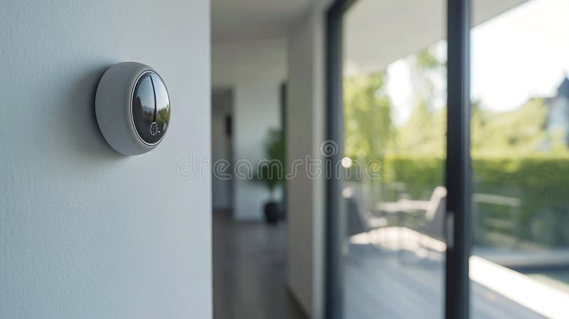 Security System Indoors in a Smart Home with Light Living Room Interior ...