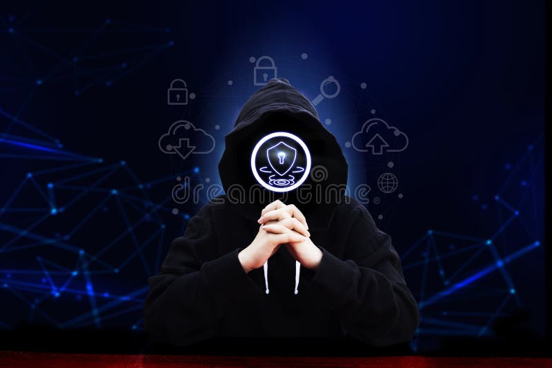 Hacker in a Dark Hood Hacks into a Modern Mobile Phone on the ...