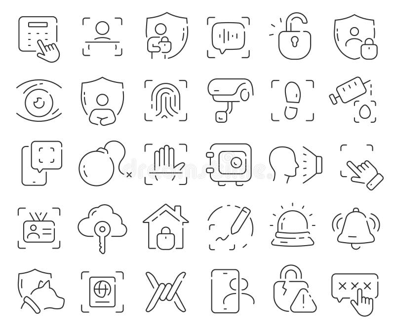 Security System Line Icons Collection. Thin Outline Icons Pack Stock ... Security System Line Icons Collection. Thin Outline Icons Pack Stock ...