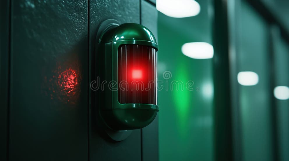 Security System Sensor with Red Alert Light Stock Illustration ...