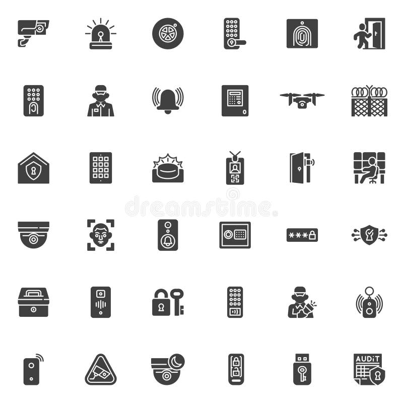 Security System Service Vector Icons Set Stock Vector - Illustration of ...