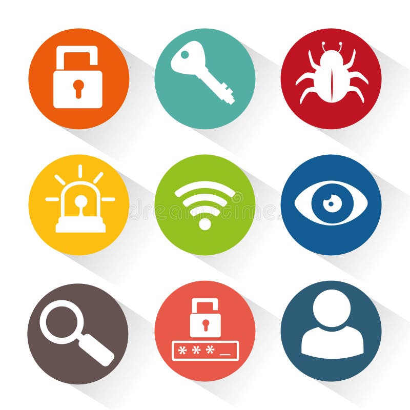 Security system set icons stock vector. Illustration of hosting - 81199186