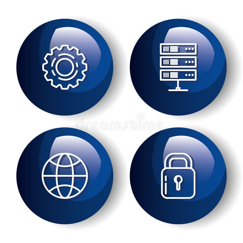 Security System Technology Icons Stock Vector - Illustration of network ...