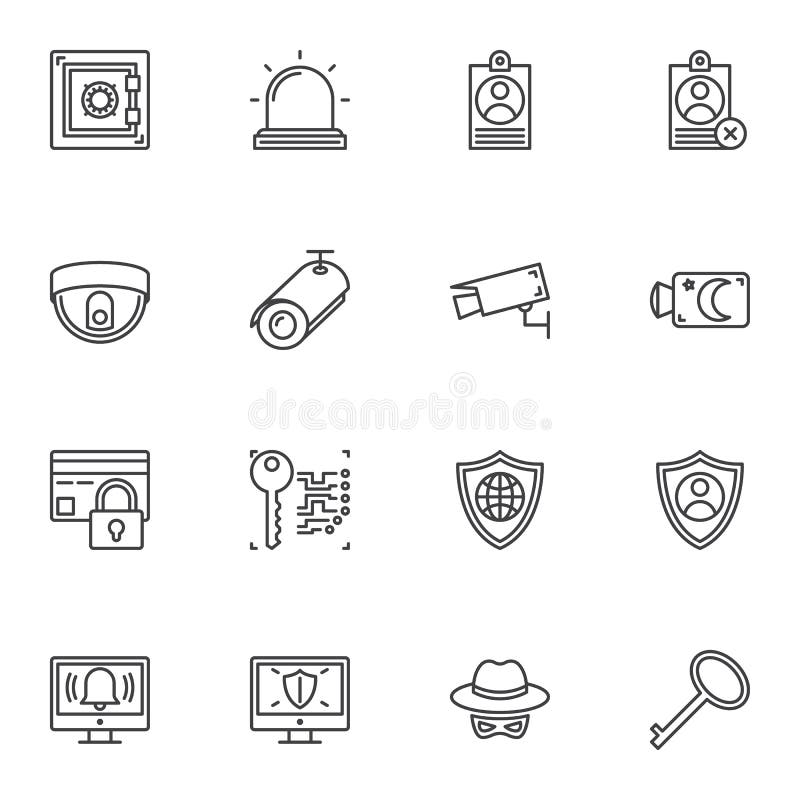 Security System Vector Icons Set Stock Vector - Illustration of ...