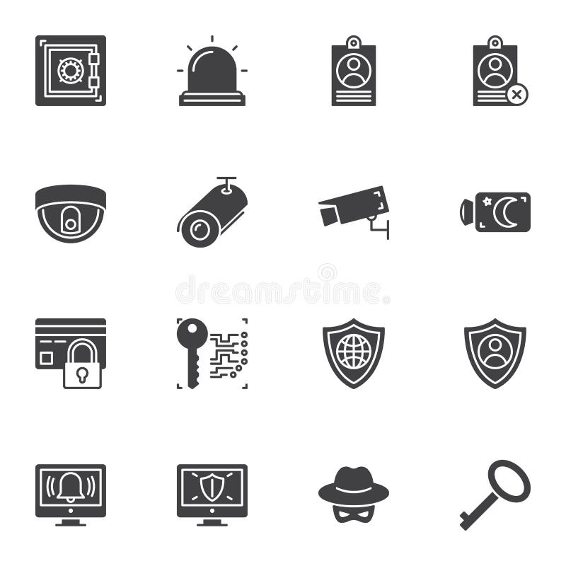 Security System Vector Icons Set Stock Vector - Illustration of ...