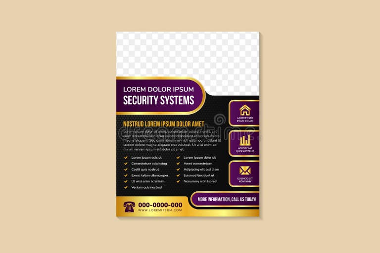 Security Systems Flyer Design Template. Cyber Security Protection ...