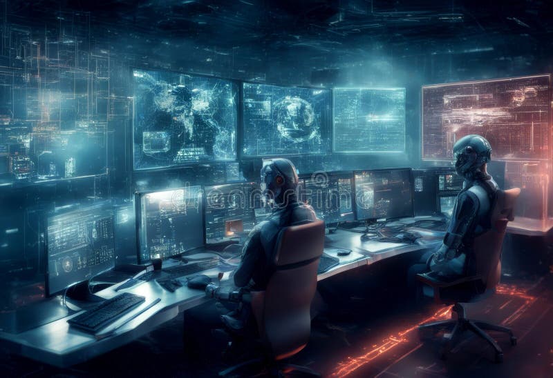 Security Technology Illustration Control Computers Room Cybernetic ...