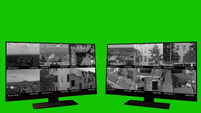 Security Monitors on a Green Screen Stock Footage - Video of alpha ...