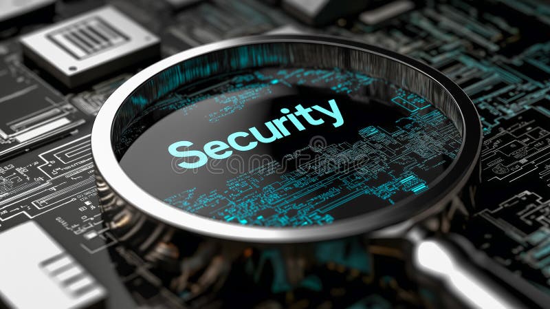 "Security" Text Seen through a Magnifying Glass Stock Illustration ...