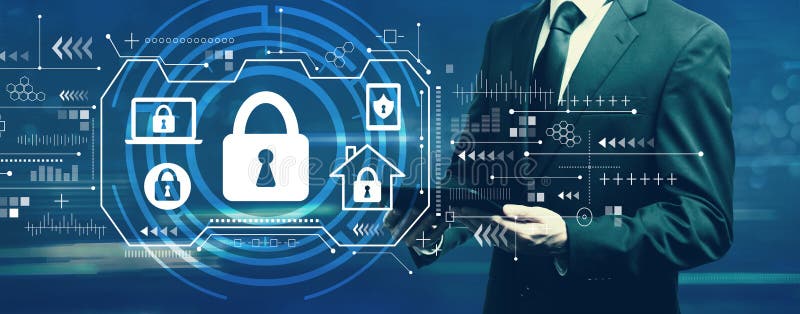 Security Theme with Businessman Stock Illustration - Illustration of ...