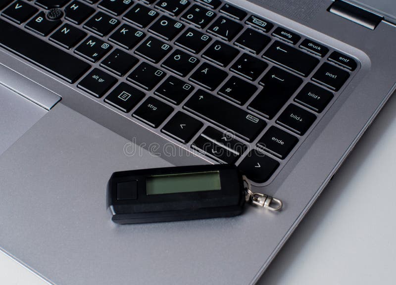 Security Token on Notebook Keyboard Stock Photo - Image of danger ...