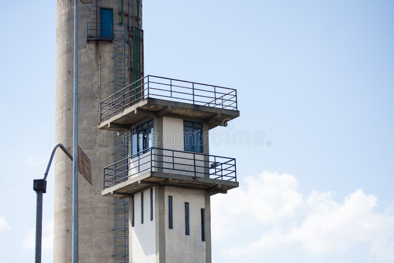 Security Tower with Traffic Sign Stock Image - Image of public, guard ...