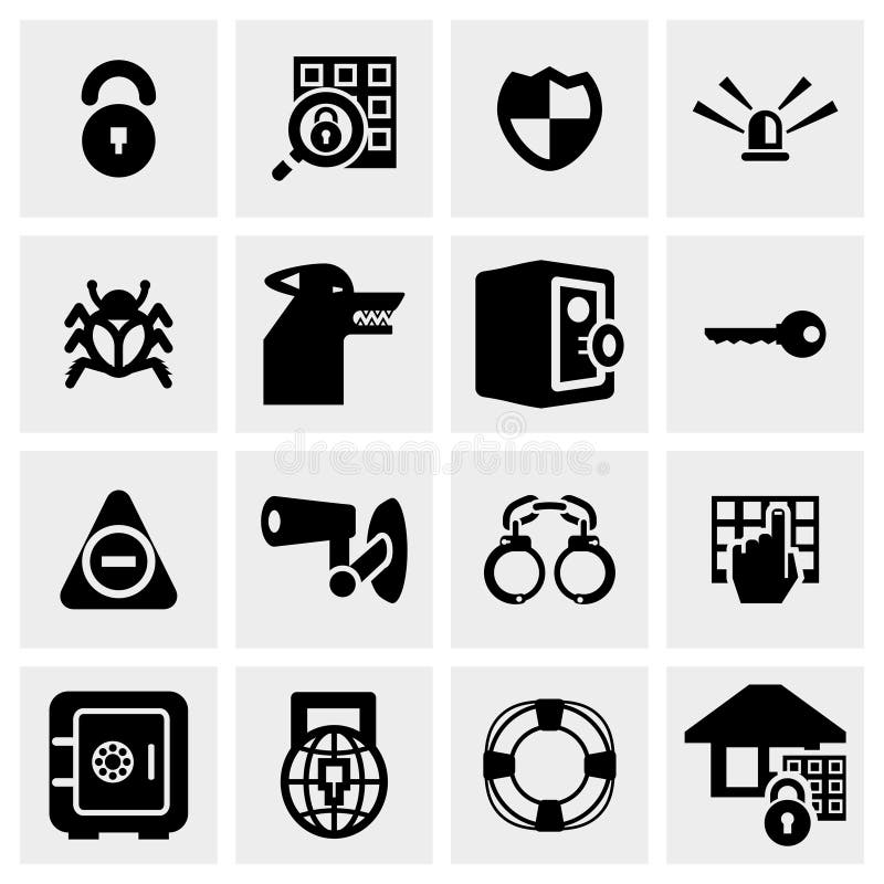 Web Icon Set Security and Surveillance Stock Vector - Illustration of ...