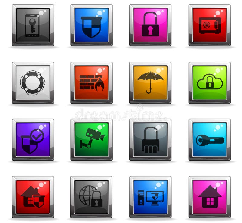 Security icon set stock vector. Illustration of code - 122110544