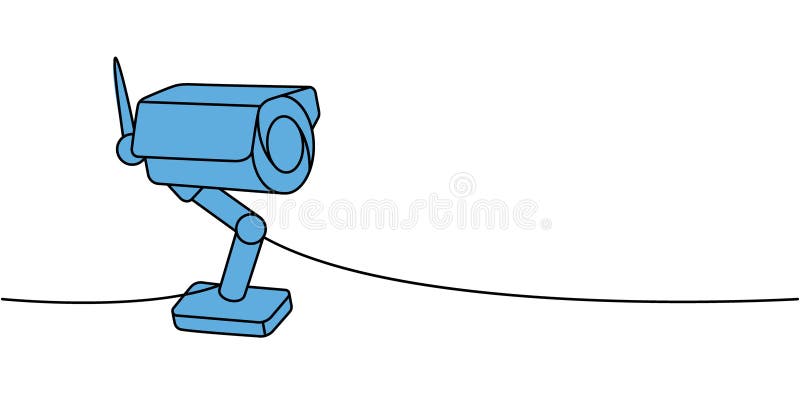 Security Video Camera One Line Colored Continuous Drawing. Video ...