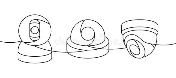 Security Video Cameras One Line Continuous Drawing. External Home ...