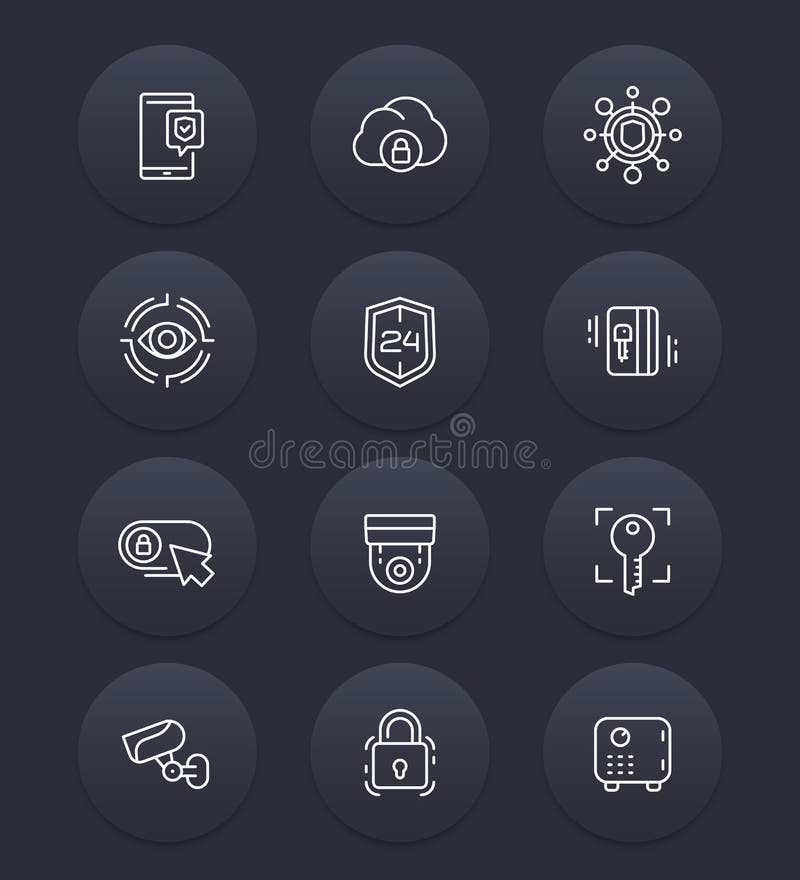 Security, Biometric Scan, Secure Data Line Icons Stock Vector ...