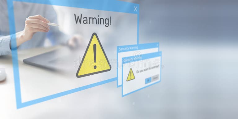 Security Warning Notifications Displayed on Digital Interface with Risk ...