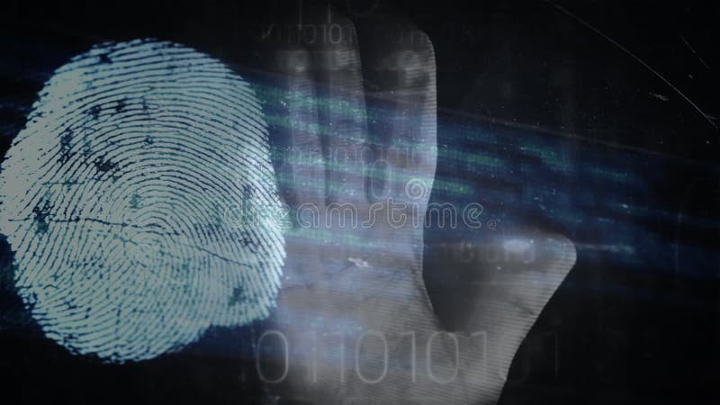 Security Warning Text Over Human Hand Scanning Against Biometric ...