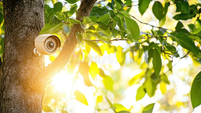 Security Watch Camera on a Tree Surveillance in Natures Embrace ...