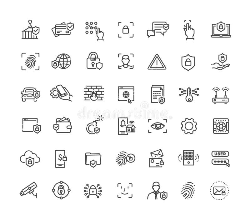 Security Web Icons. Safety, Security, Protection Thin Line Symbols ...