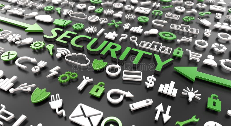 `security` Word with 3d Icons Stock Illustration - Illustration of ...