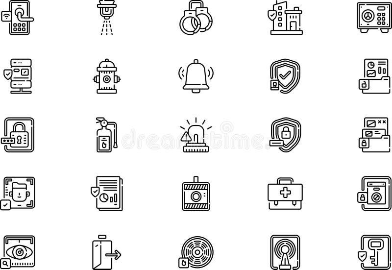 Security at Work Icons Collection is a Vector Illustration with ...