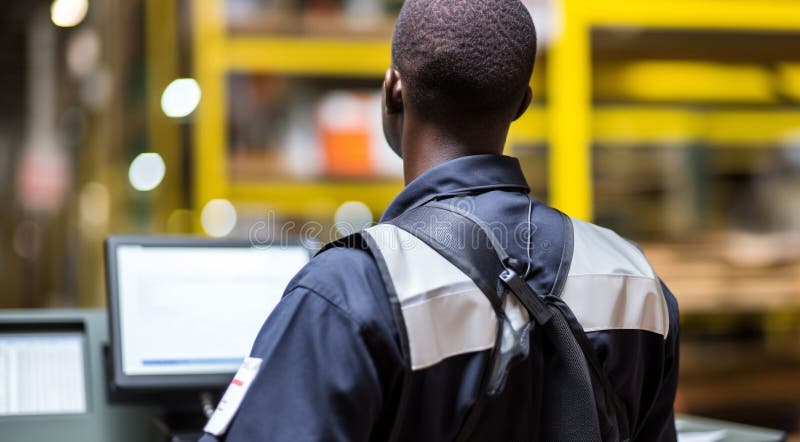 Security Worker with Security Monitors, Security Worker at he Work ...