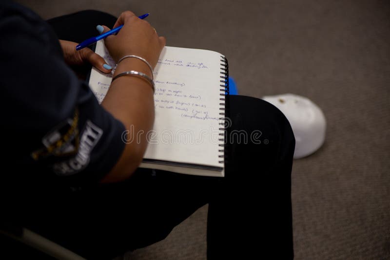 Security Worker Taking Notes during First Aid Training Stock Image ...