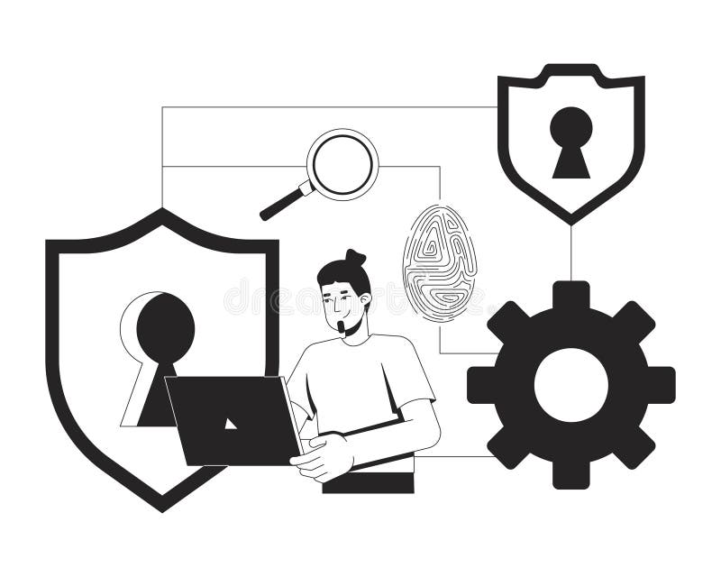 It Security Workflow Line Illustration Concept Stock Illustration ...