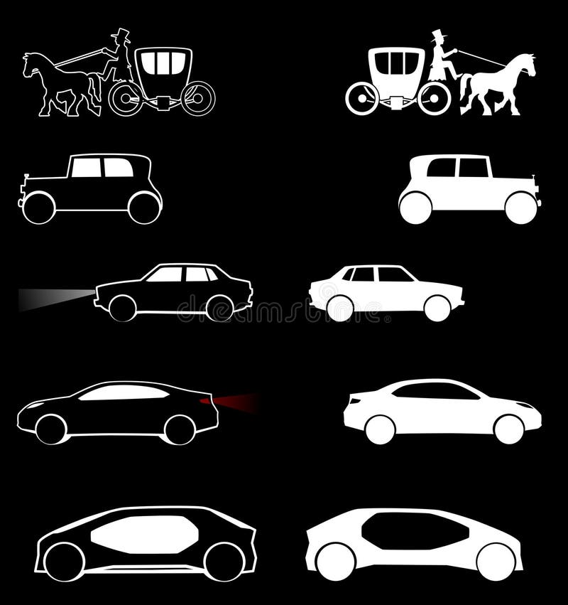 Sedan Car Evolution, in the Two Centuries Stock Illustration ...