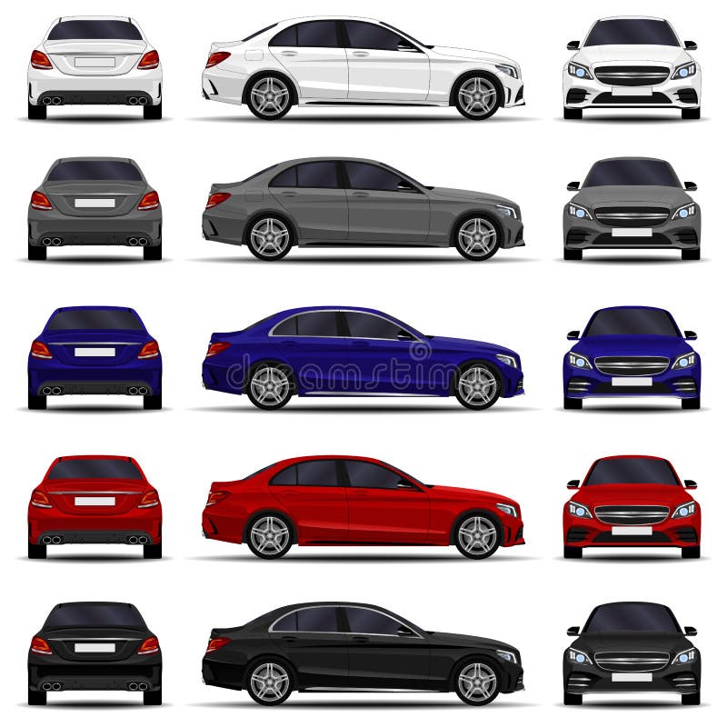 Set of Sedan Cars. Isolated Car, Template for Car Branding and ...