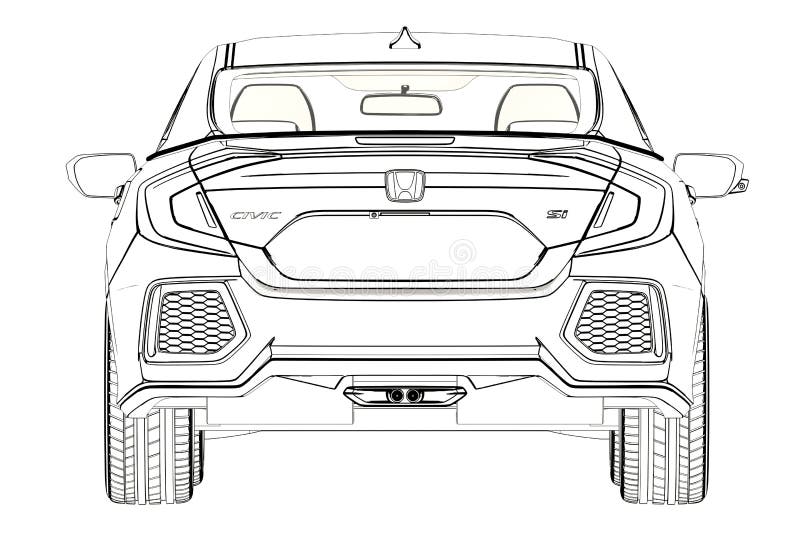 Sedan Honda Civic 2017 Graphic Sketch. 3D Illustration. Editorial Stock ...