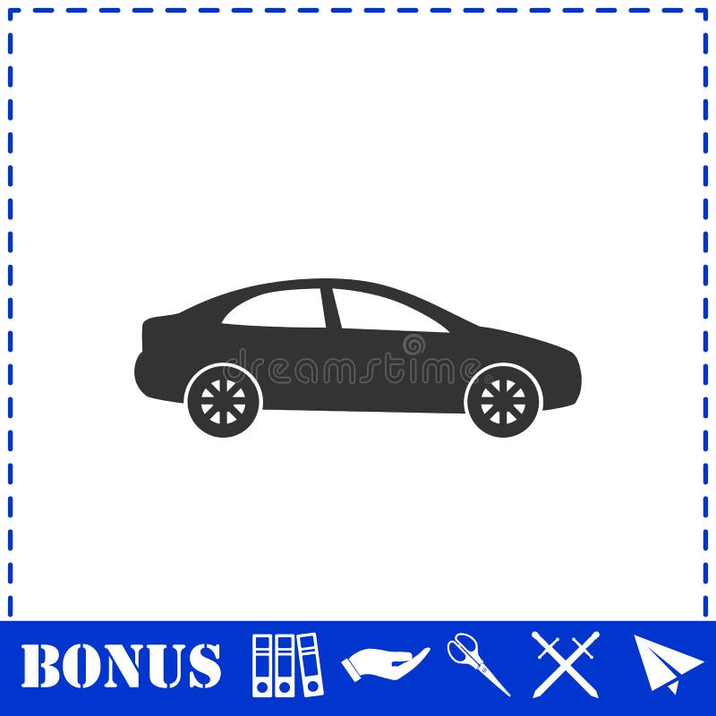 Sedan icon flat stock vector. Illustration of pickup - 155259059