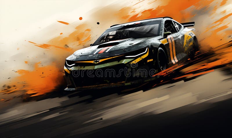Sedan Racing Car with Paint Art, Ai Generative Stock Illustration ...
