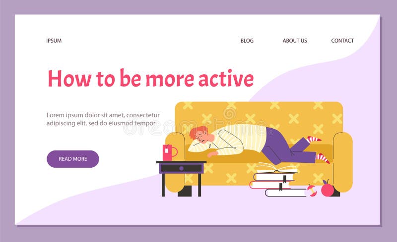 Sedentary Lifestyle Infographic Banner or Poster Mockup Flat Vector ...