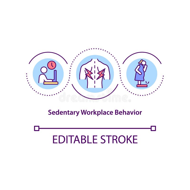 Sedentary Workplace Behavior Concept Icon Stock Vector - Illustration ...