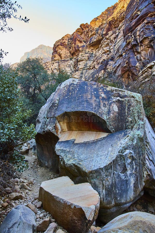 Sedimentary Boulder and Cliffs in Ice Box Canyon Low Angle View Stock ...