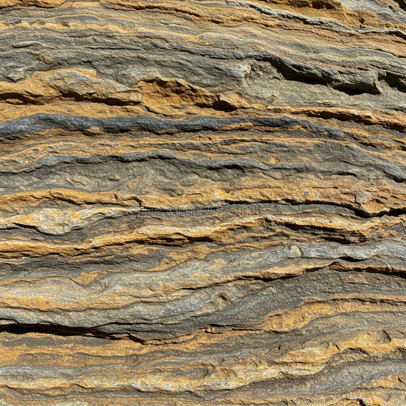 Sedimentary Rock Surface Characterized by Alternating Layers of Brown ...