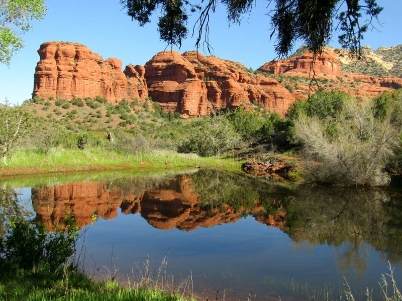 Sedona water reflection stock photo. Image of background - 182395036