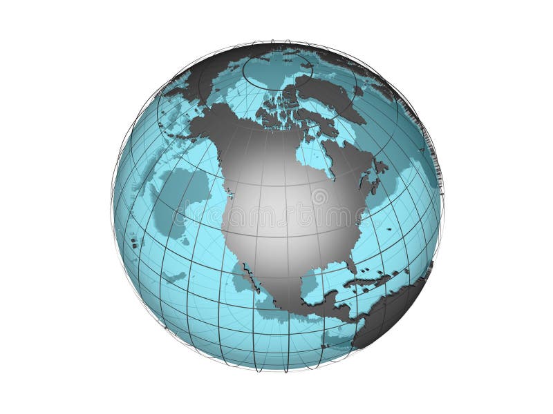 See-through 3d Globe Model Showing North America Stock Illustration ...