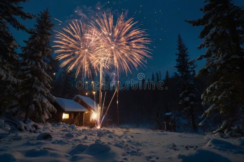 See Fireworks in the Forest when New Year S Eve Arrives Stock Photo ...