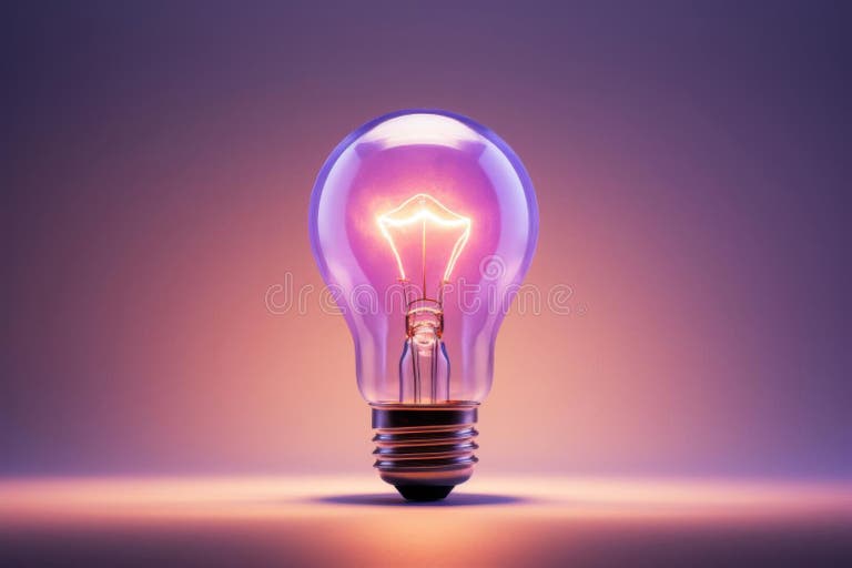 See Glowing Bulb Illuminating the Idea and Solution with Purple ...