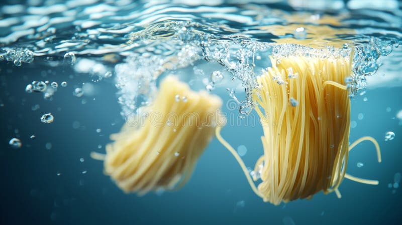 See Individual Strands Pasta Spaghetti Suspended Water Creating ...