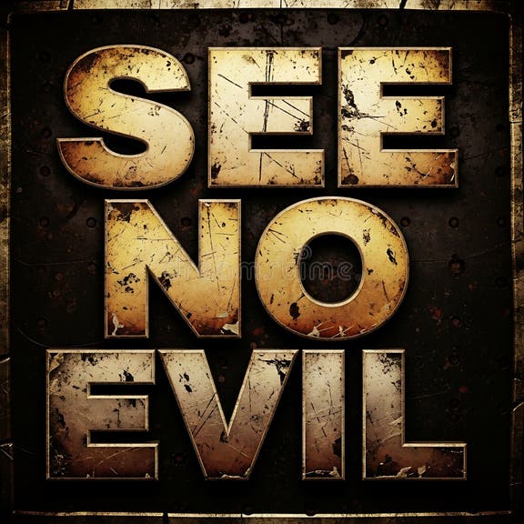 See No Evil Distressed Text Effect with Grunge Texture Stock Illustration - Illustration of ...
