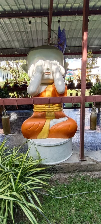 See No Evil Monk Statue stock image. Image of evil, monk - 267112149