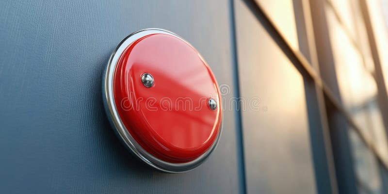 See Red Emergency Stop, the Danger is Coming Close Up with Chrome Frame ...