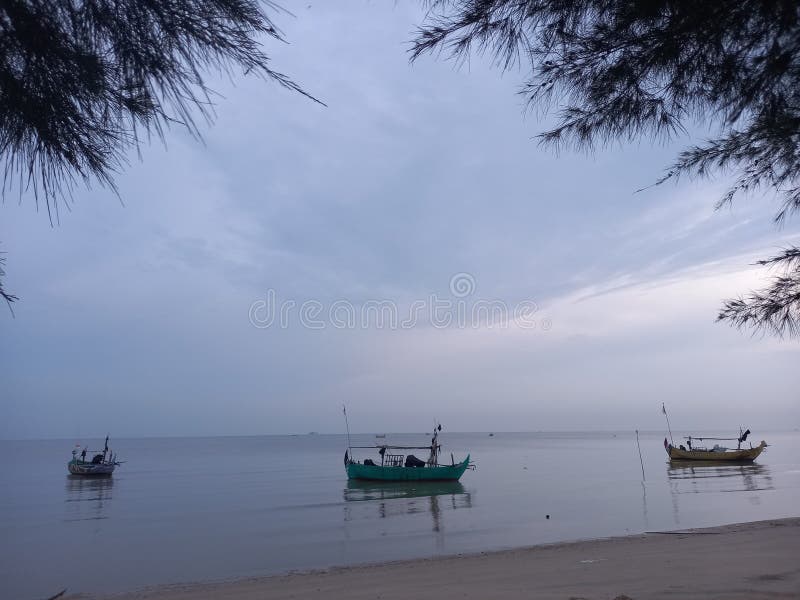 Ship in the Morning on the Beach when the Sun Rises Stock Image - Image ...