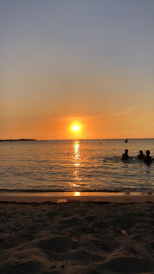 See the Sunset View on the Beach Stock Photo - Image of reflection ...