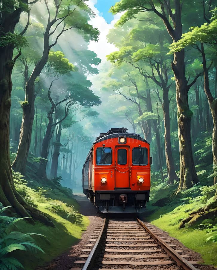 A Train Ride through the Forest Stock Image - Image of beautiful, rails ...